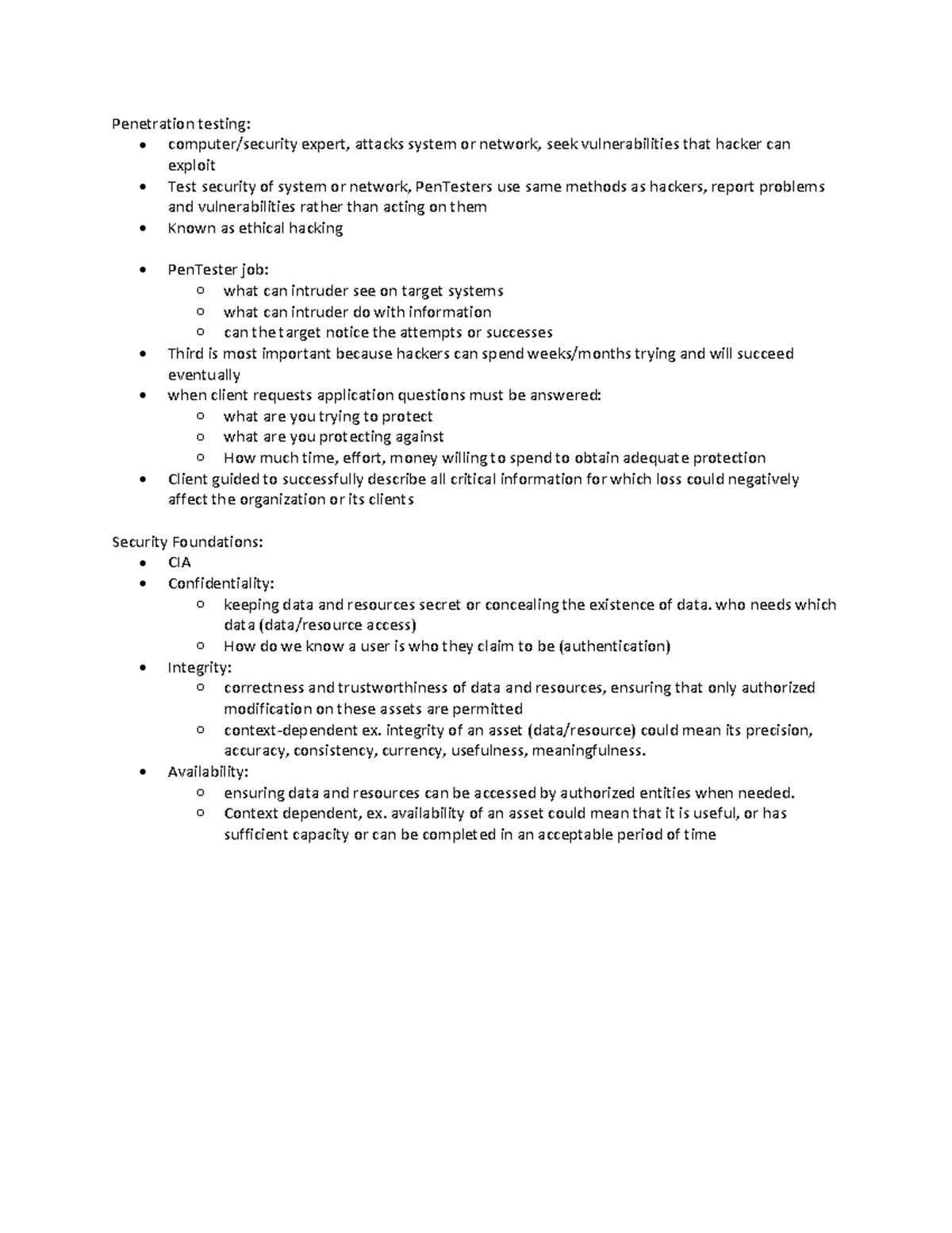 Intro To Pentesting Notes Penetration Testing • Computersecurity Expert Attacks System Or