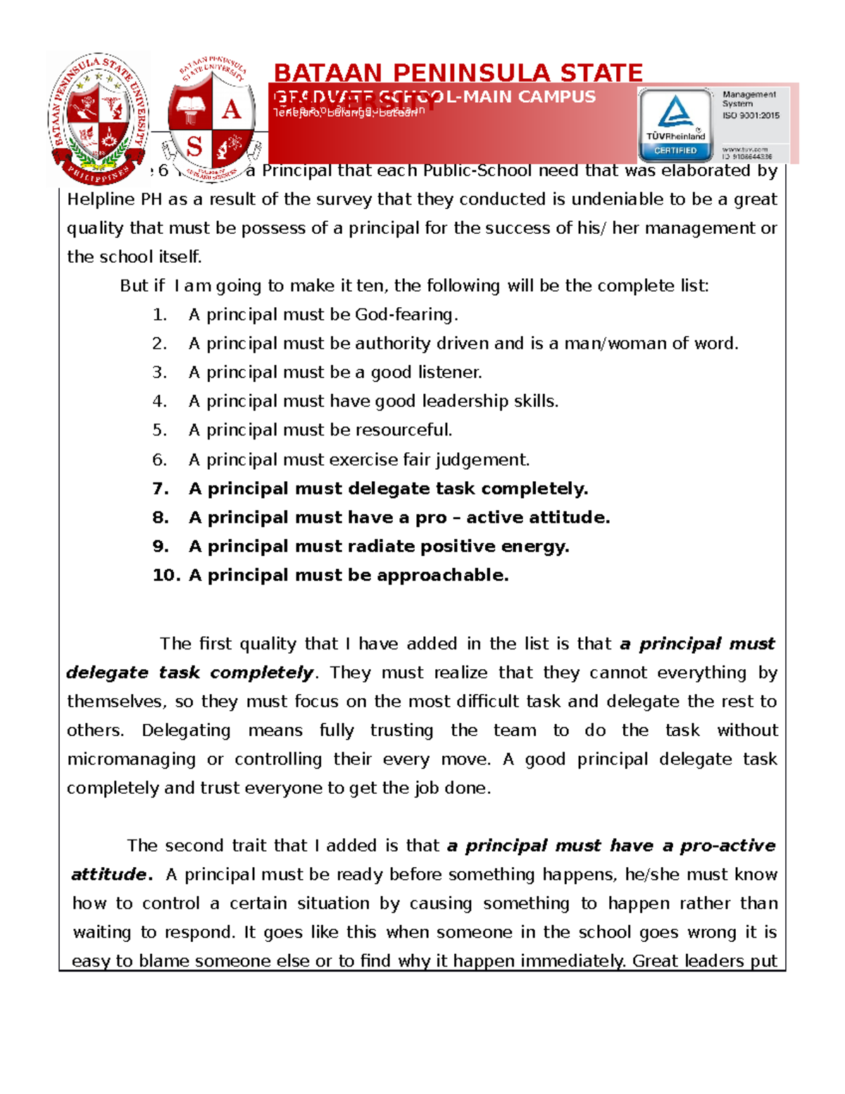 Qualities of a Good Leader - QUALITIES OF A GOOD PRINCIPAL The 6 Traits ...