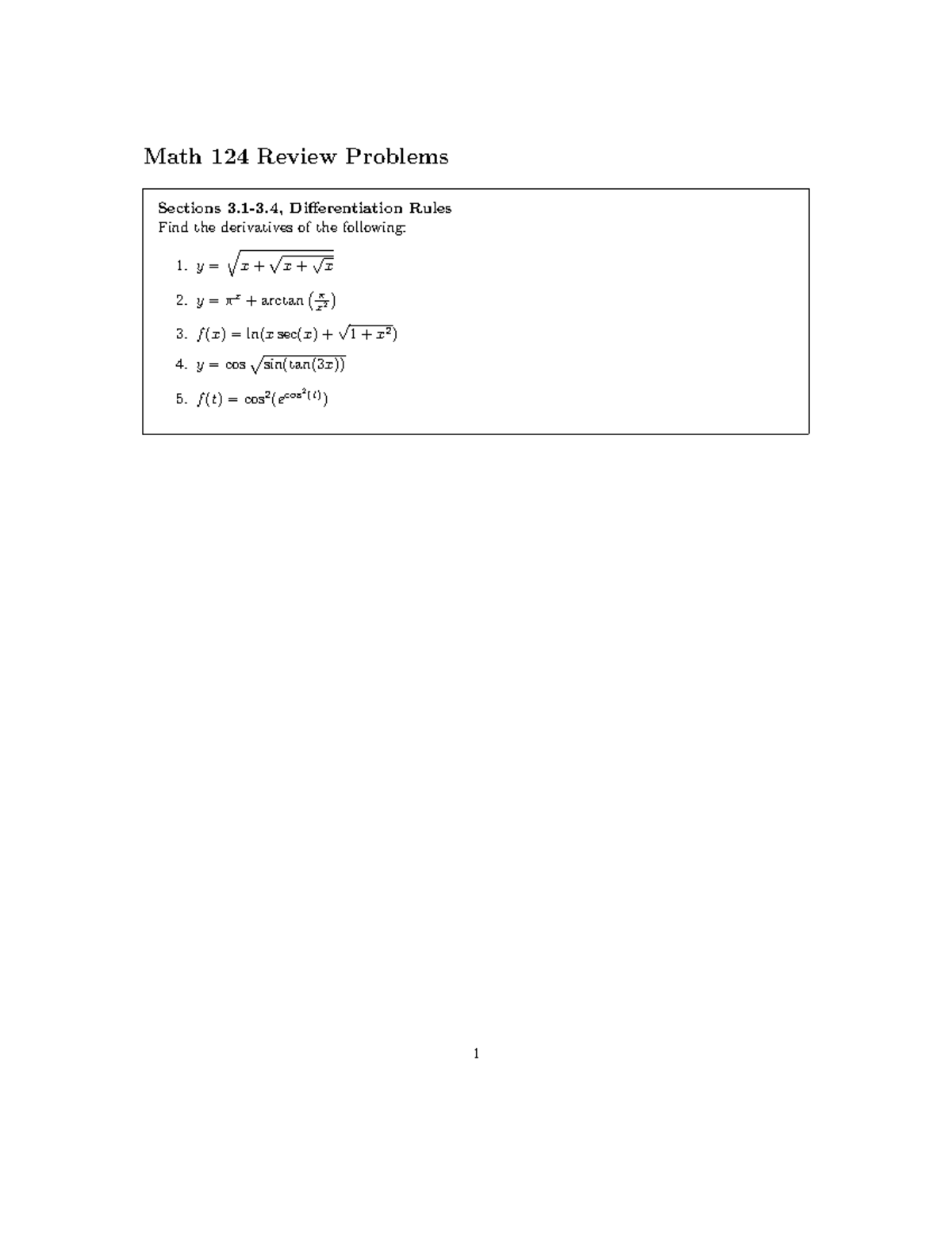 Practical, attachment - Math 124 Review Problems - Math 124 Review ...