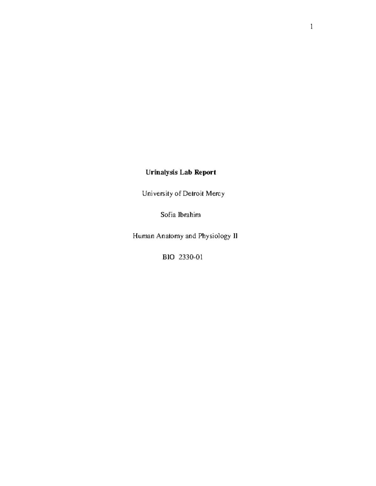 Uranalysis Lab Report - Urinalysis Lab Report University of Detroit ...
