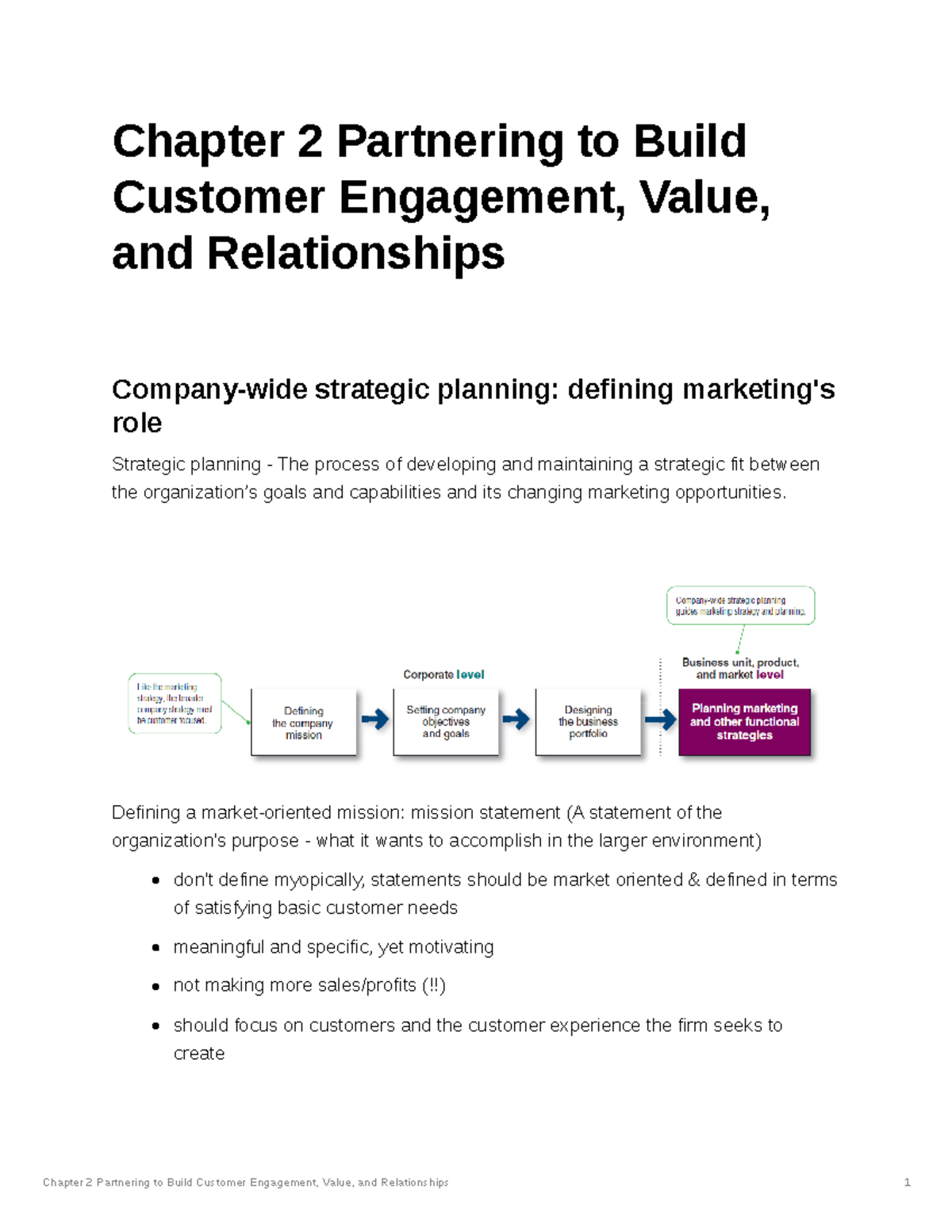 Chapter 2 Summary Partnering to Build Customer Engagement - Chapter 2 ...