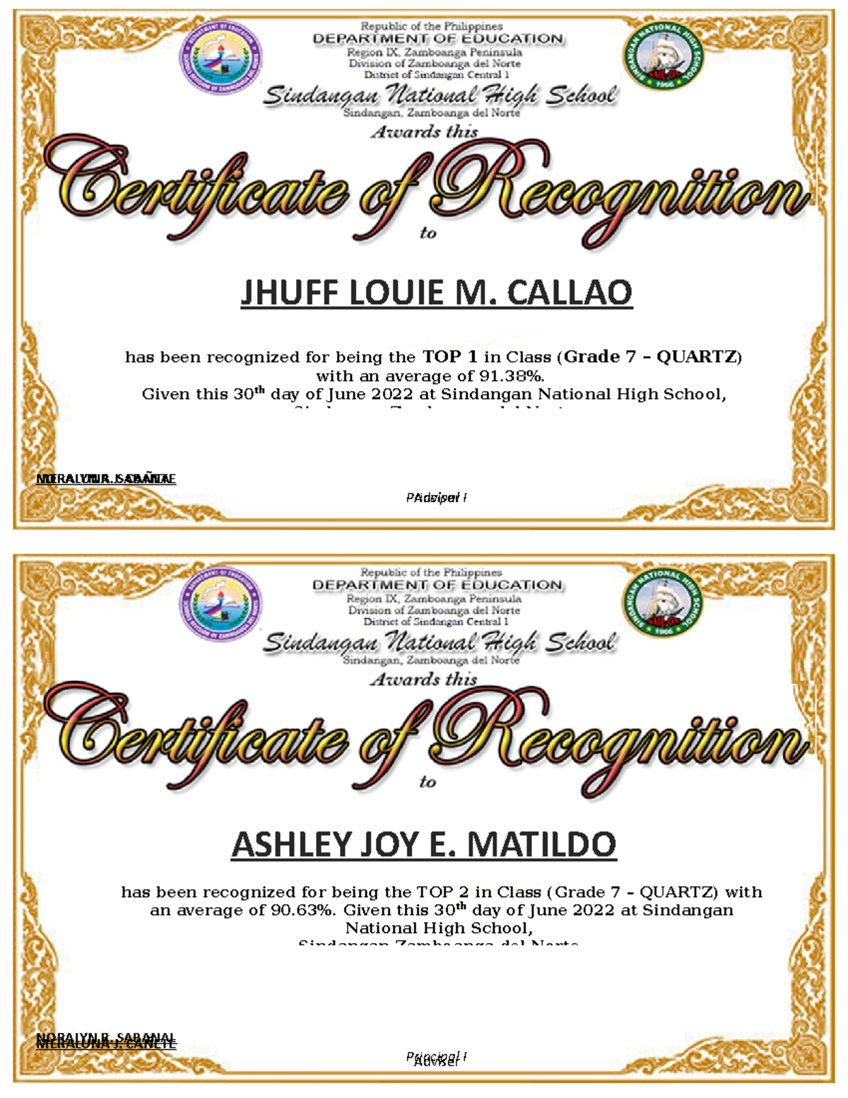 Certificate for recognition - has been recognized for being the TOP 2 ...