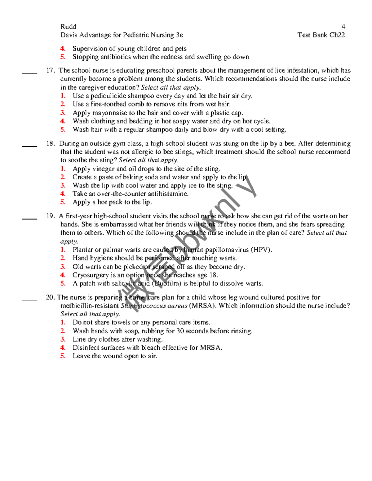 Test bank pediatric nursing critical components of nursing care 3rd ...