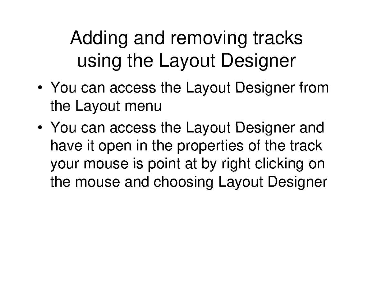 Strip Log intermediate layout designer - Adding and removing tracks ...