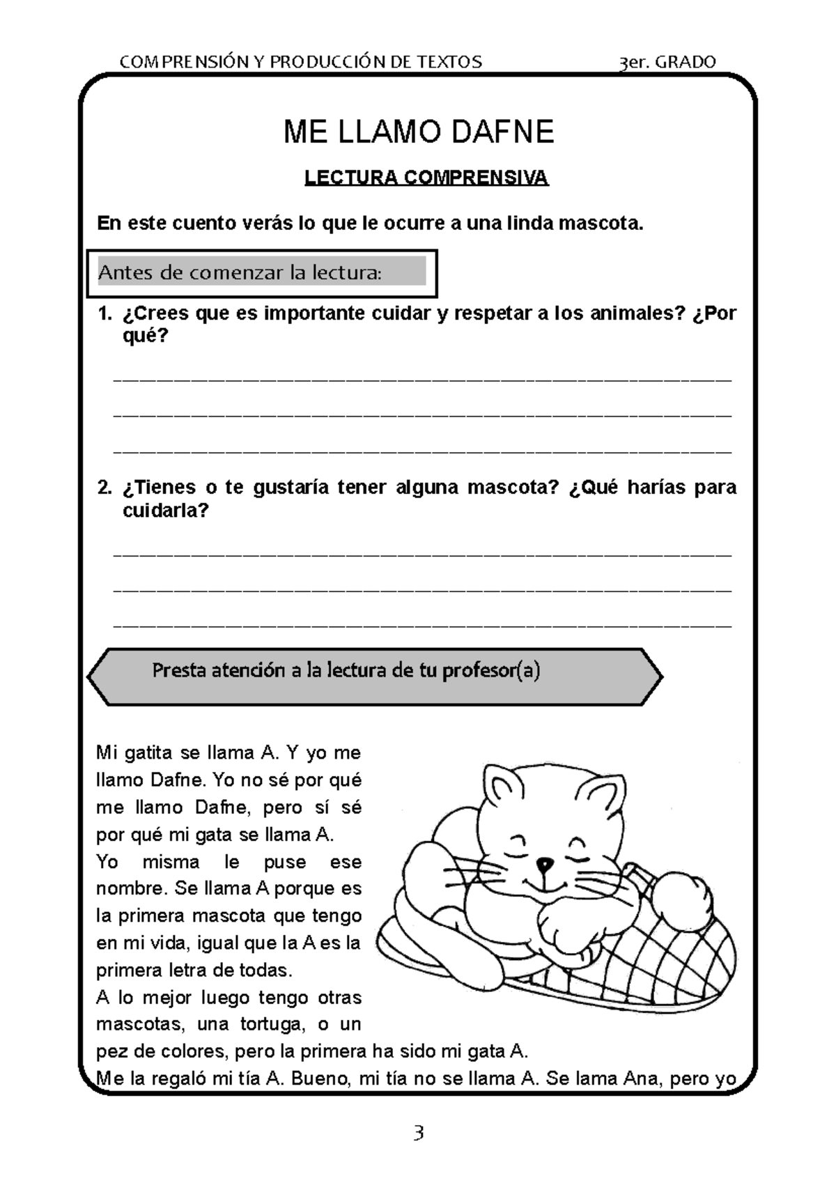 1-Compresión en proceso - ME LLAMO DAFNE LECTURA COMPRENSIVA En este ...