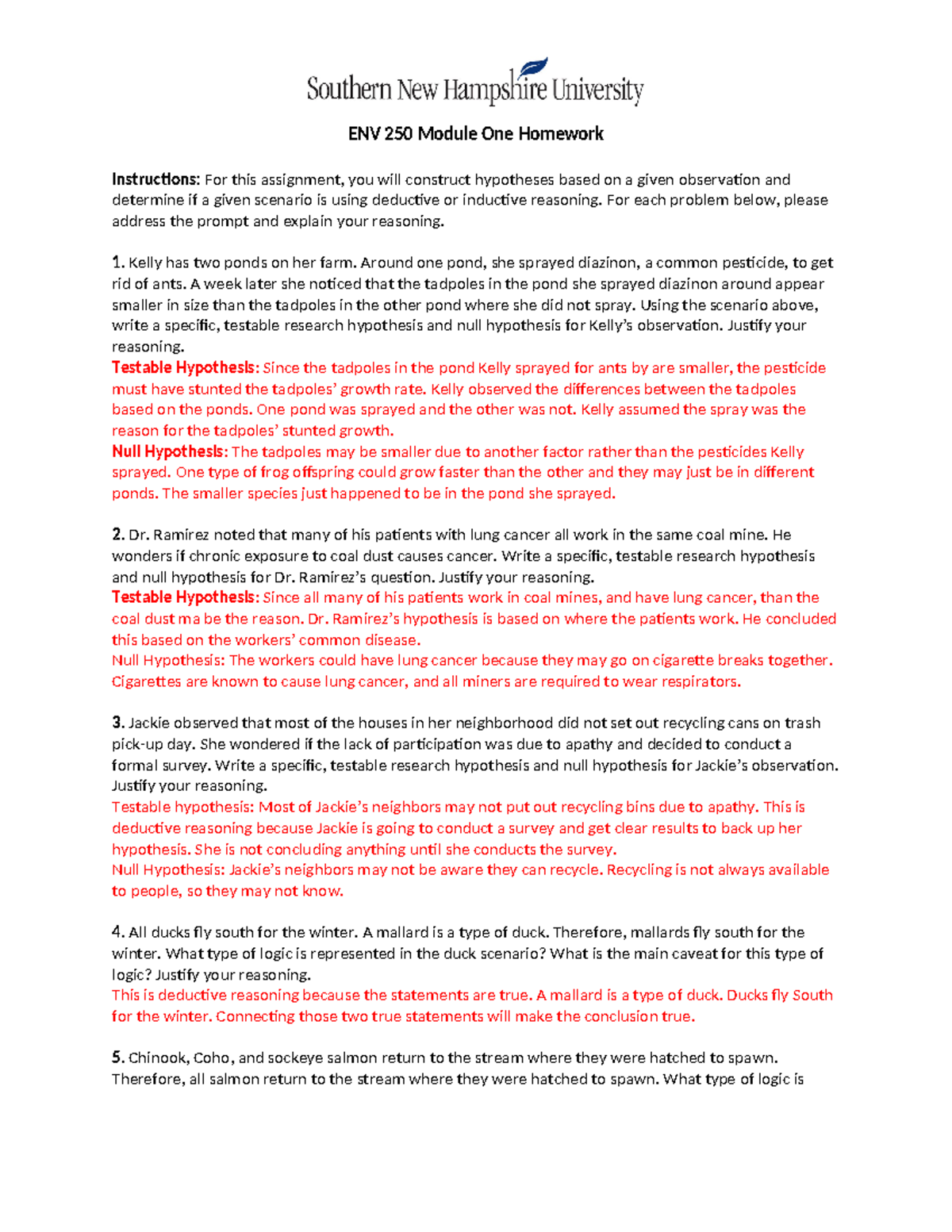 ENV 250 Module One Homework - ENV 250 Module One Homework Instructions ...