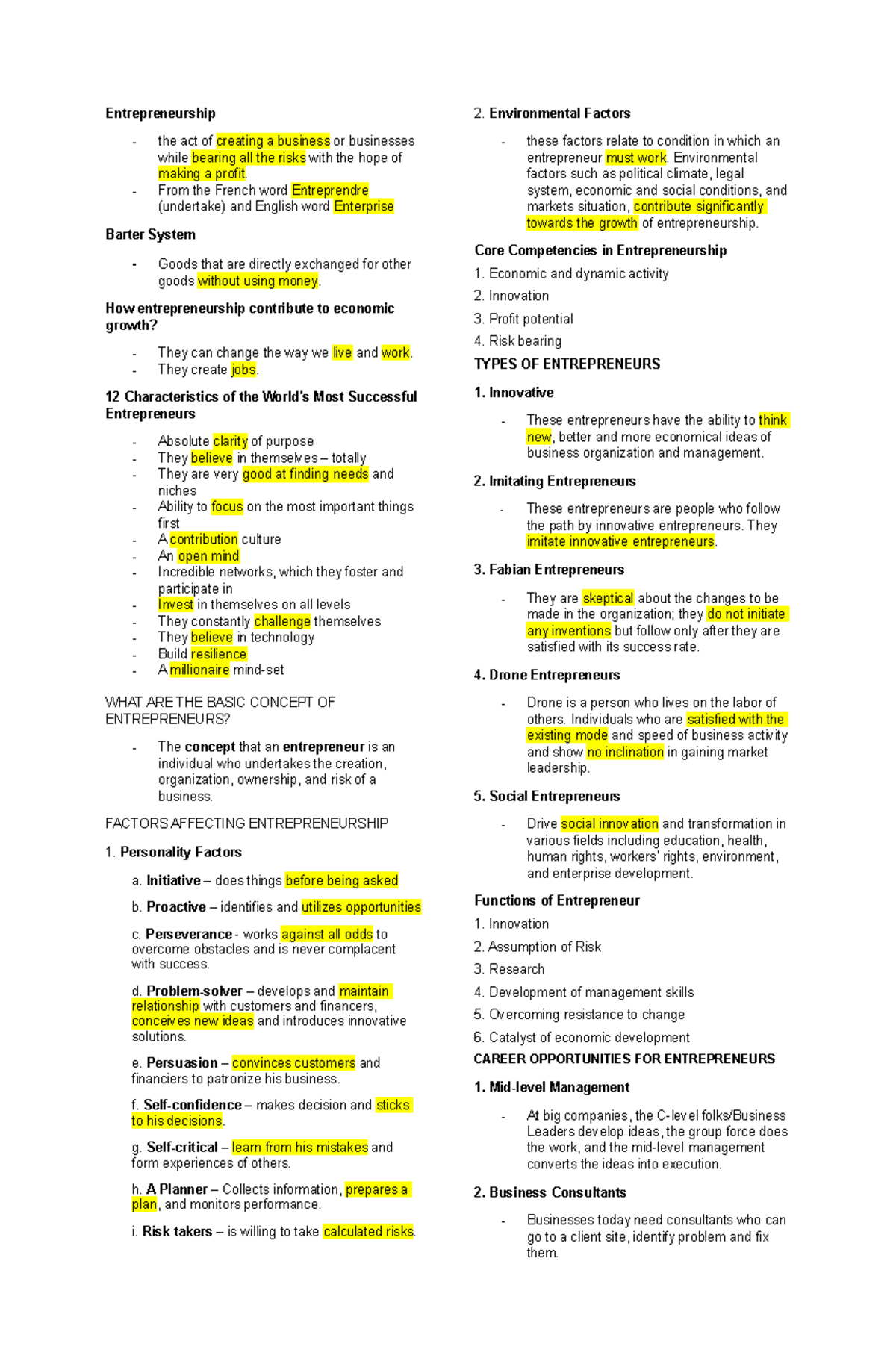 Entrepreneurship - Entrep 1st Quarter - Entrepreneurship - the act of ...