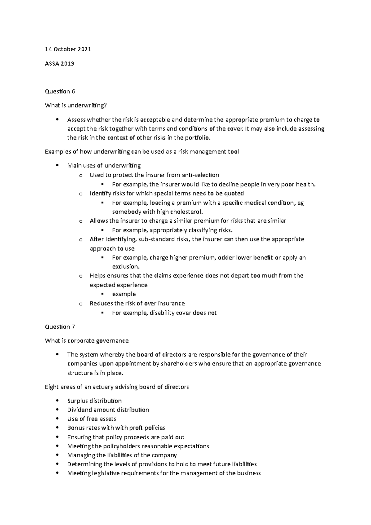 14 October 2021 - ASSA 2019 exam tips - 14 October 2021 ASSA 2019 ...