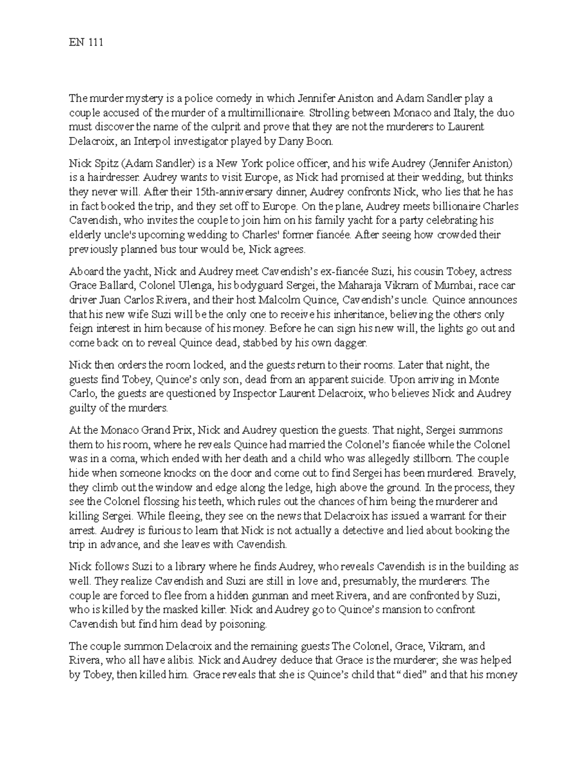 The murder mystery - description of a movie with exciting scenes - EN ...