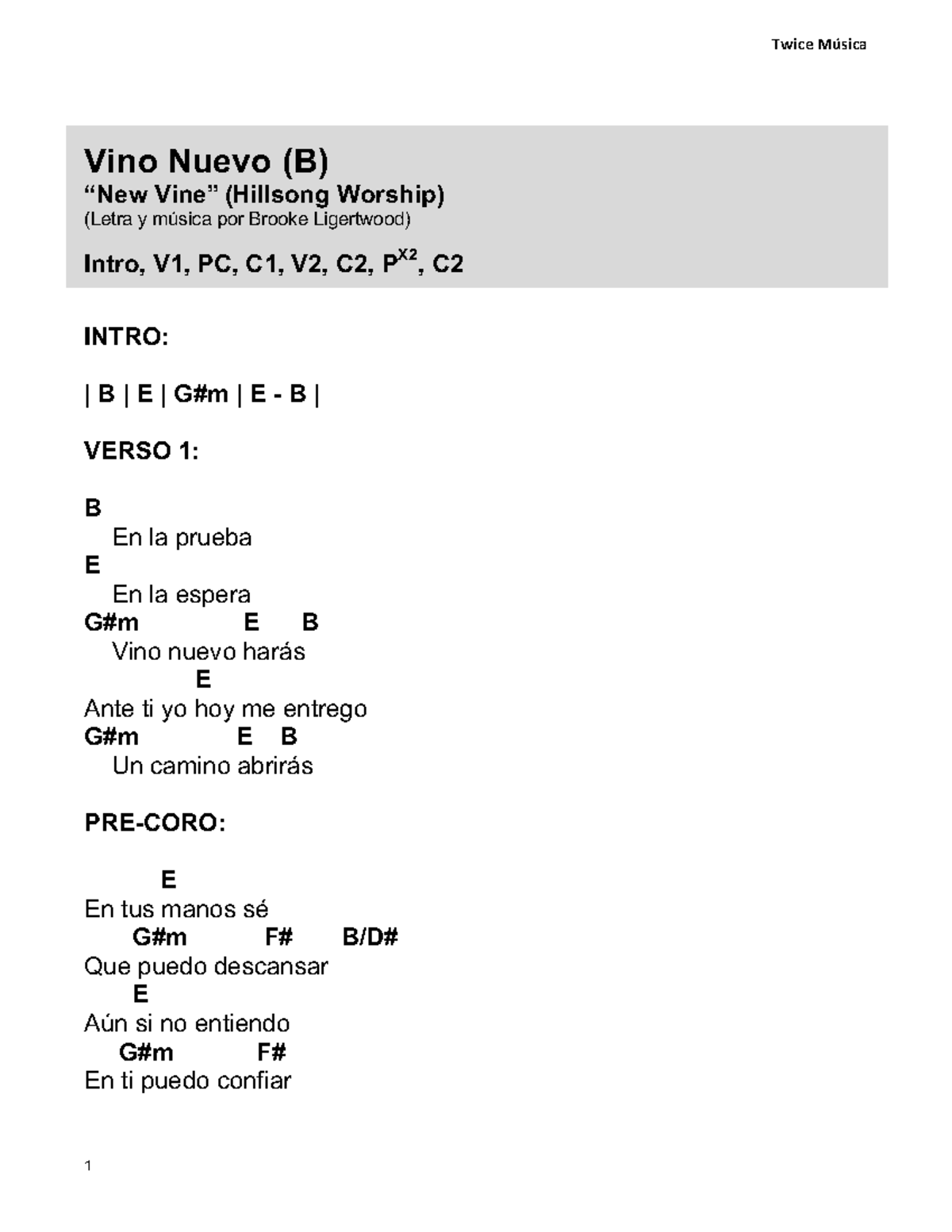 Vino-nuevo-acordes - aaaaaaa - Twice Música 1 Vino Nuevo (B) “New Vine ...