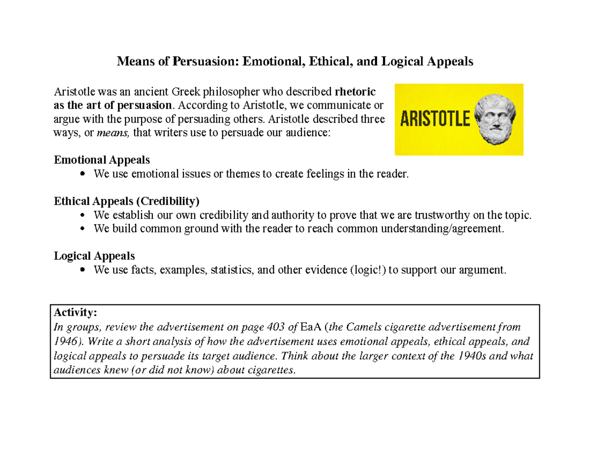 Ea A Meansof Persuasion - Means of Persuasion: Emotional, Ethical, and ...
