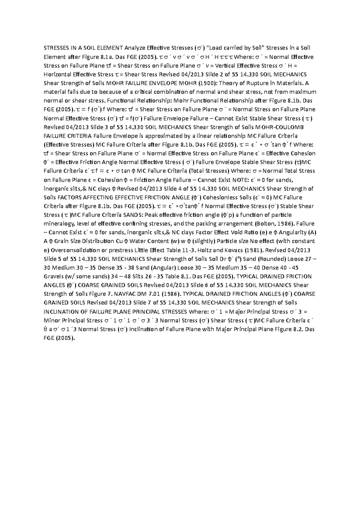 Stresses IN A SOIL Element Analyze Effective Stresses - STRESSES IN A ...