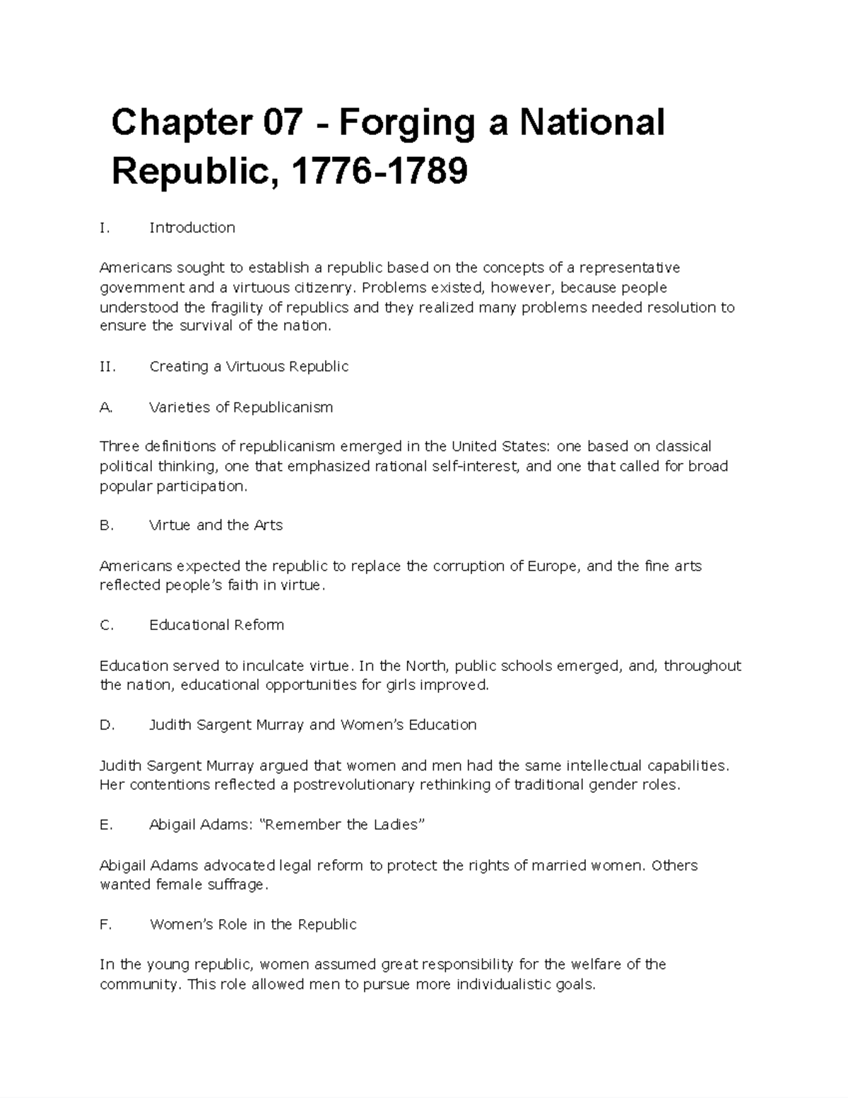 Chapter 07 - Forging a National Republic, 1776-1789 - Chapter 07 ...