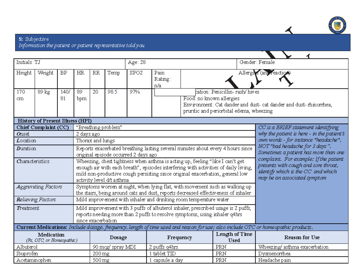 NR 509 Week 2 SOAP note - SOAP note Shadow Health Tina Jones ...