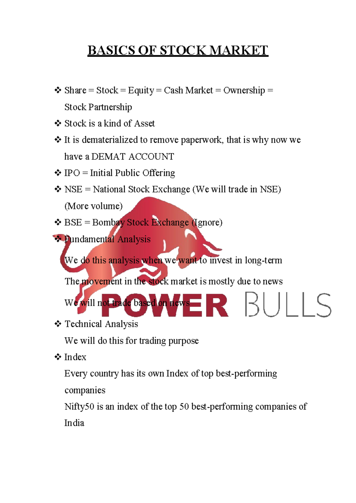 Basic of stock market - BASICS OF STOCK MARKET Share = Stock = Equity ...