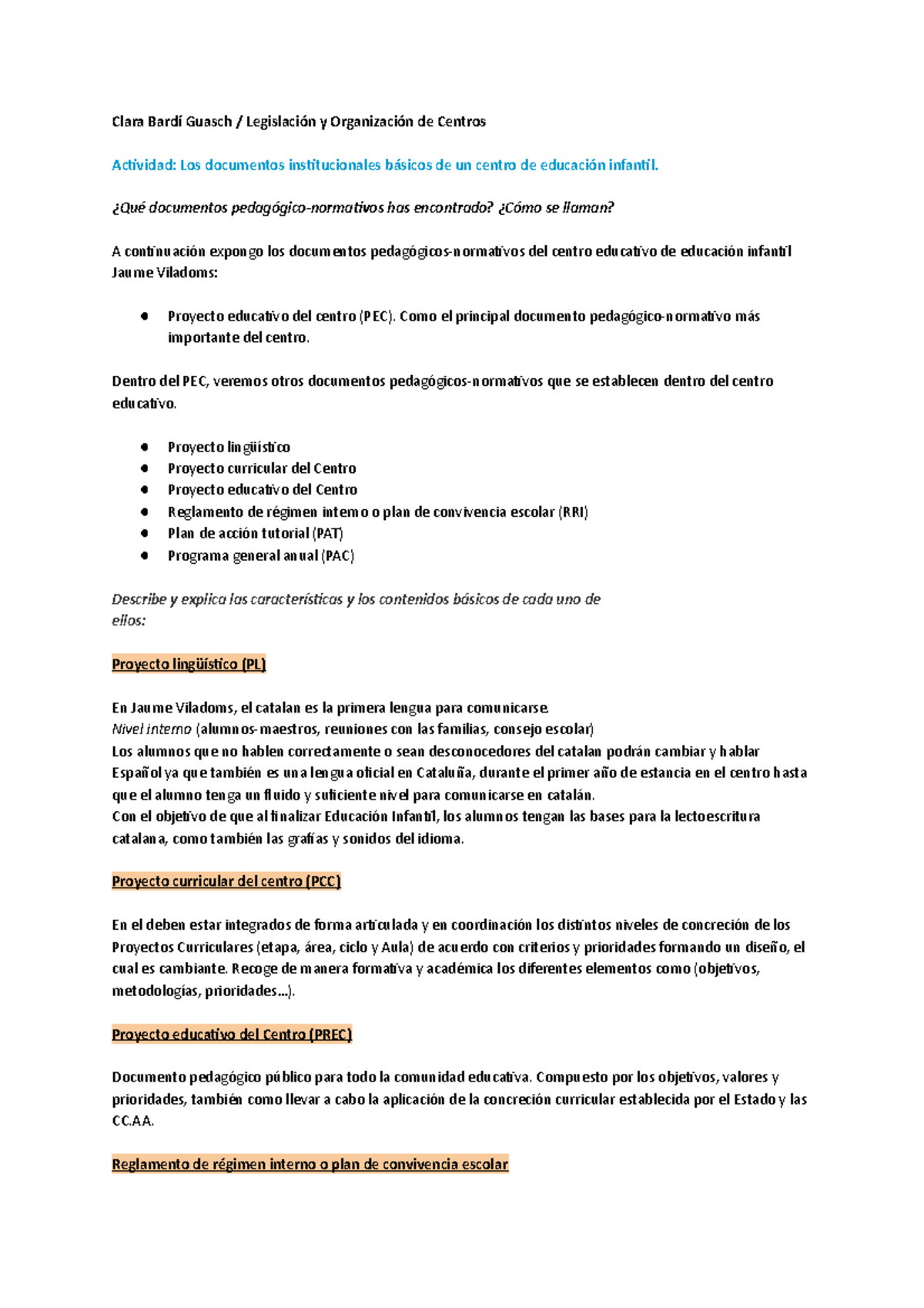Actividad Leg i Org de Cent - Clara Bardí Guasch / Legislación y ...