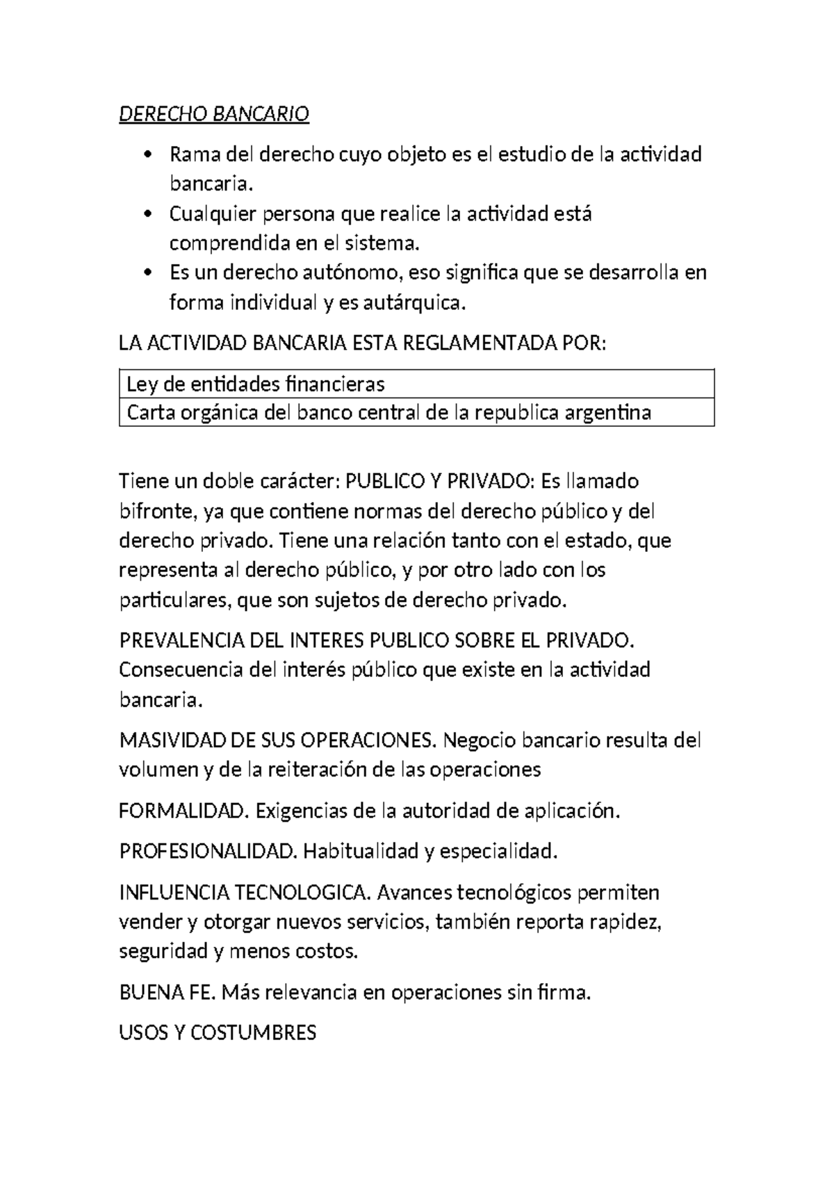 Derecho Bancario Resumen - DERECHO BANCARIO Rama del derecho cuyo objeto es el estudio de la ...