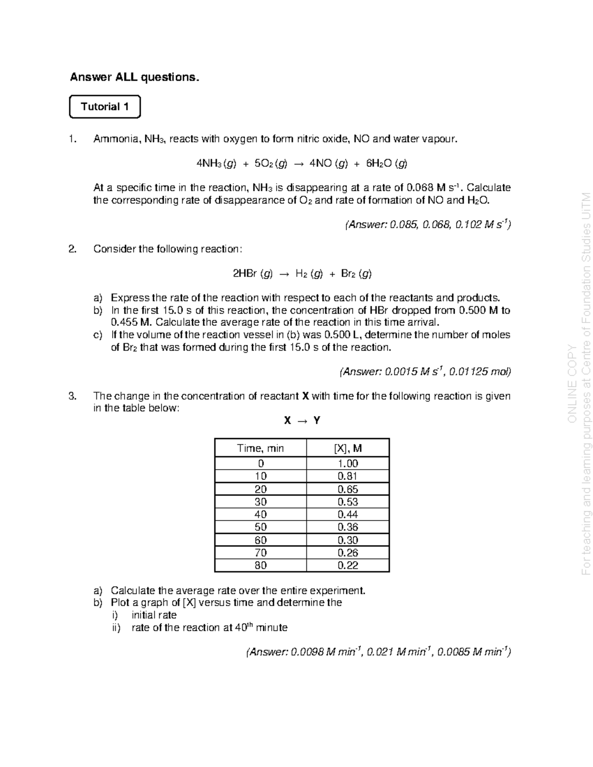 Tutorial 1-2 (Topic 1 Chemical Kinetics) student's version Jan2022 ...