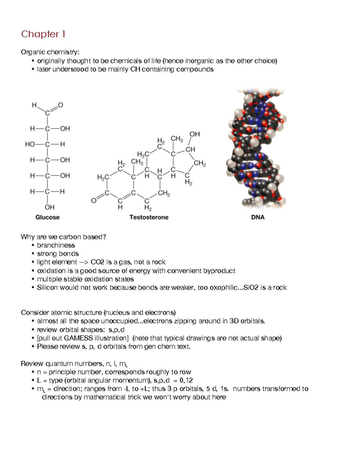 Chapter 1 notes - Chapter 1 Organic chemistry: originally thought to be ...