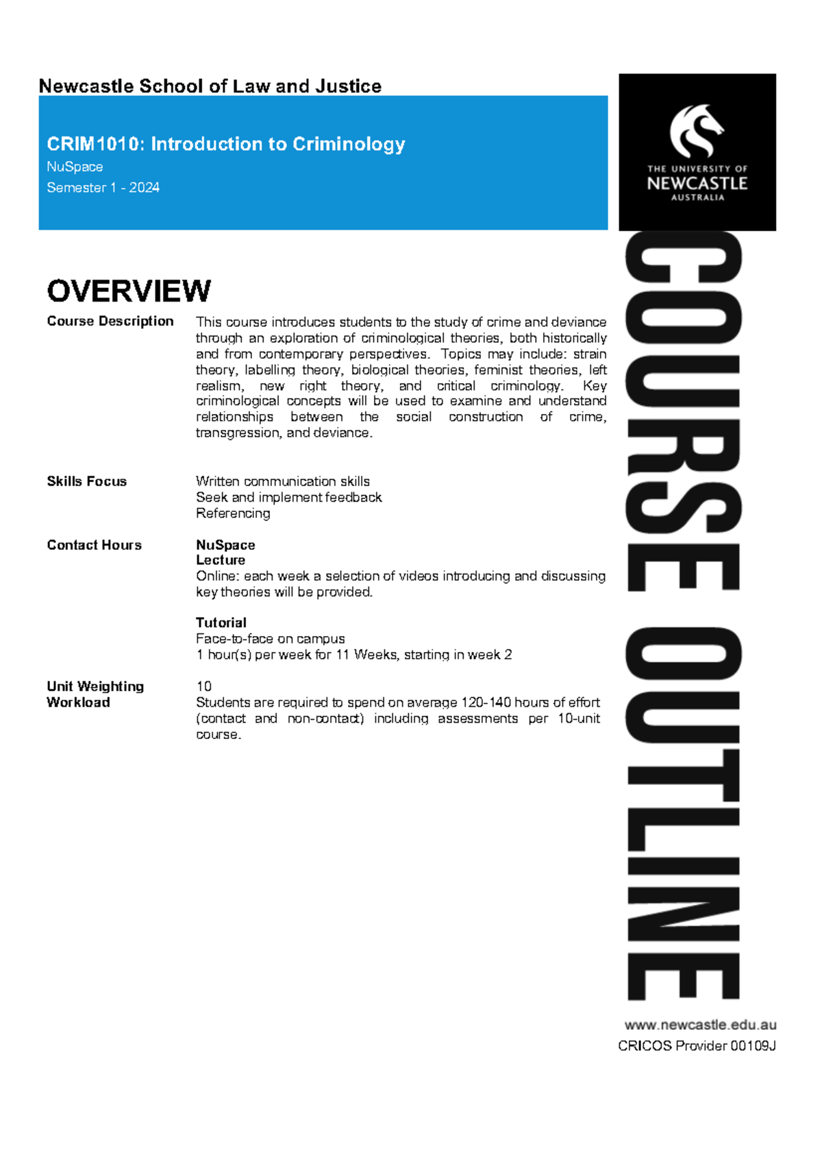 CRIM1010 2024 SEM1 Newcastle - Newcastle School of Law and Justice ...