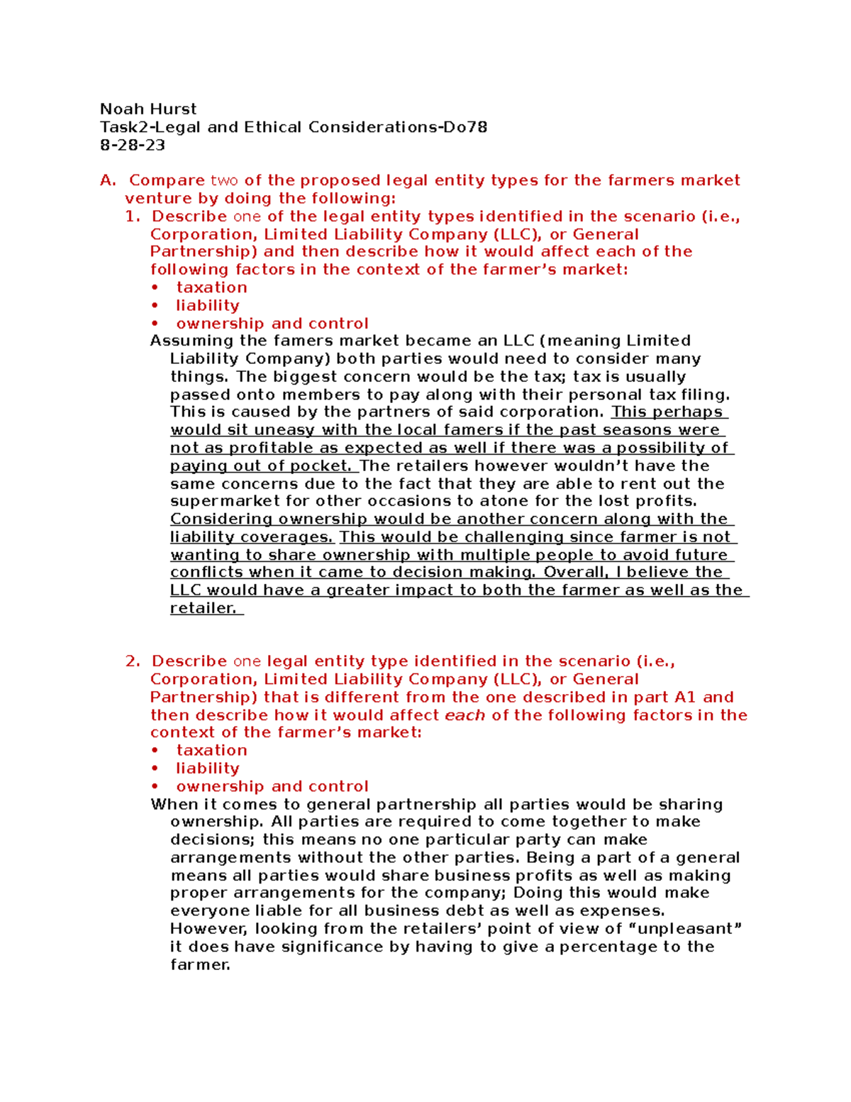 Noah Hurst Legal and Ethical Considerations - Noah Hurst Task2-Legal ...