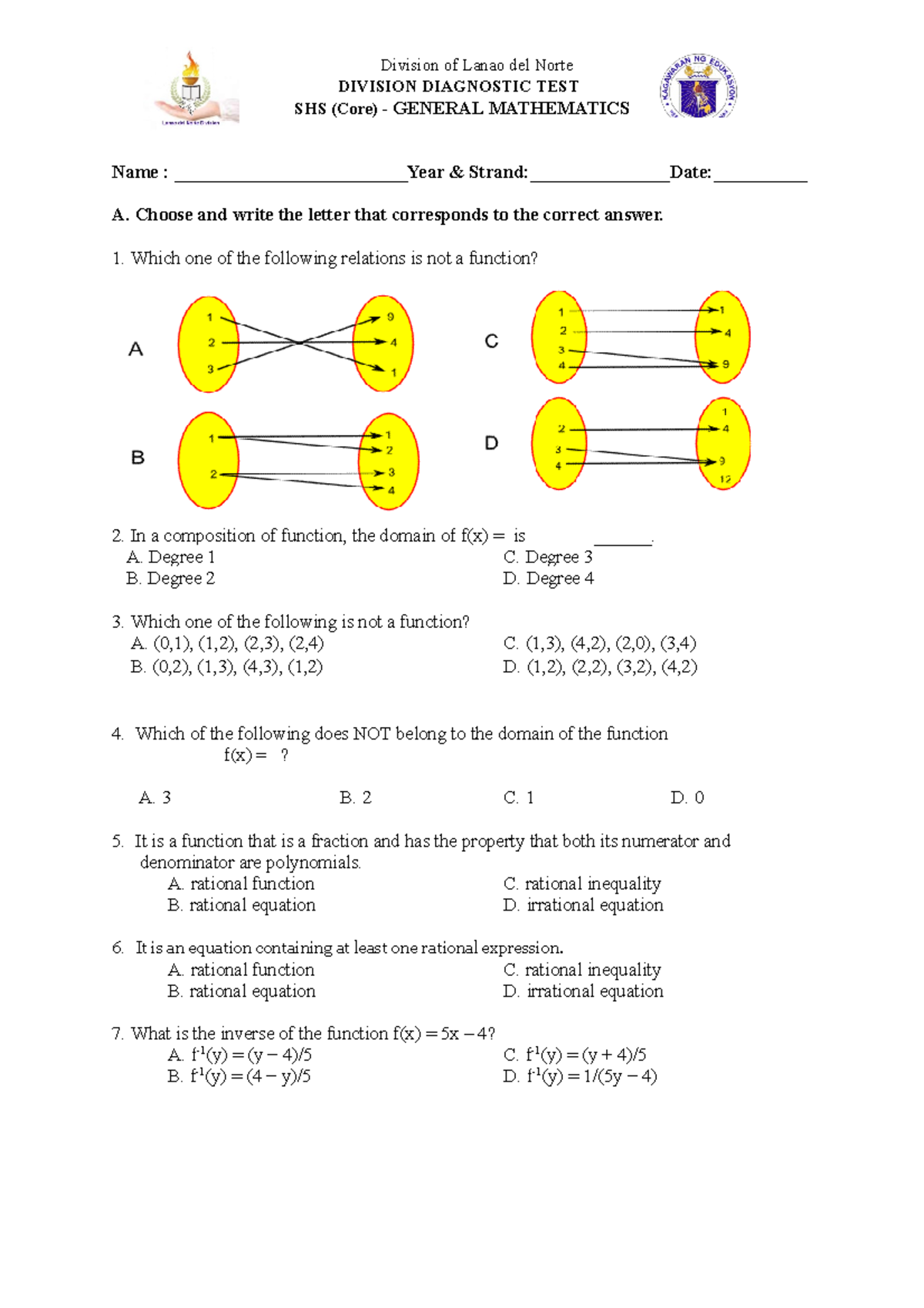 SHS-Core-Gen Math final (1st sem) - Division of Lanao del Norte ...