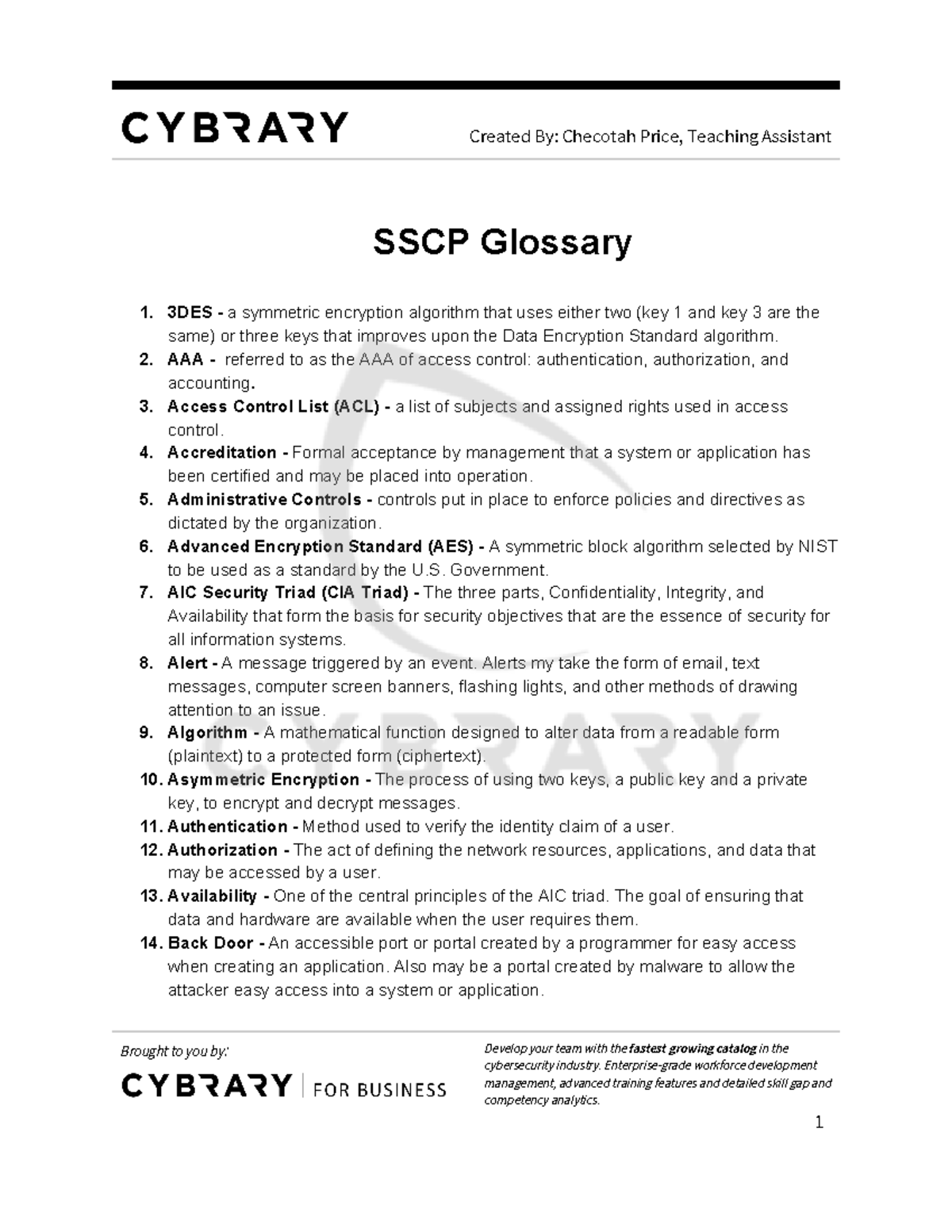 Glossary - Sscp - SSCP Glossary 1. 3DES - a symmetric encryption ...