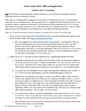 BIOL 1000 Ex05 (Cells) Handout F20 - South Campus BIOL 1000 Lab ...