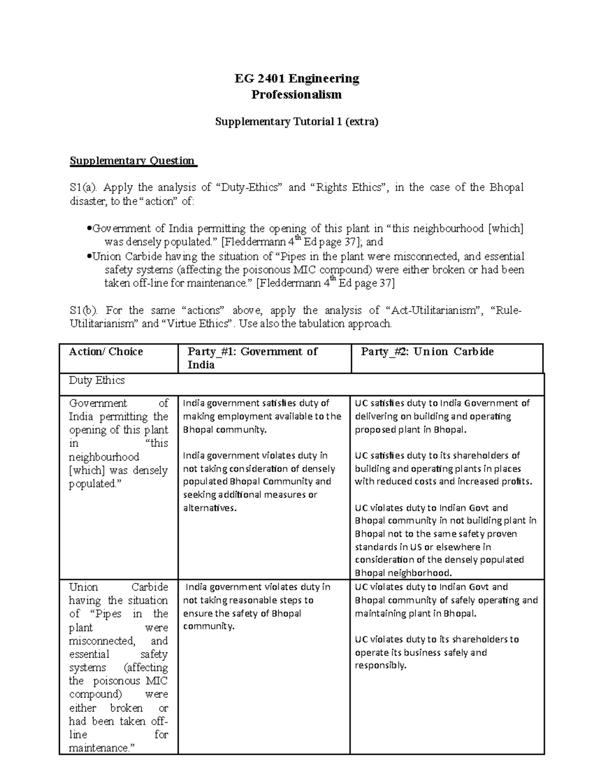 Extra Tutorial Question - EG 2401 Engineering Professionalism ...