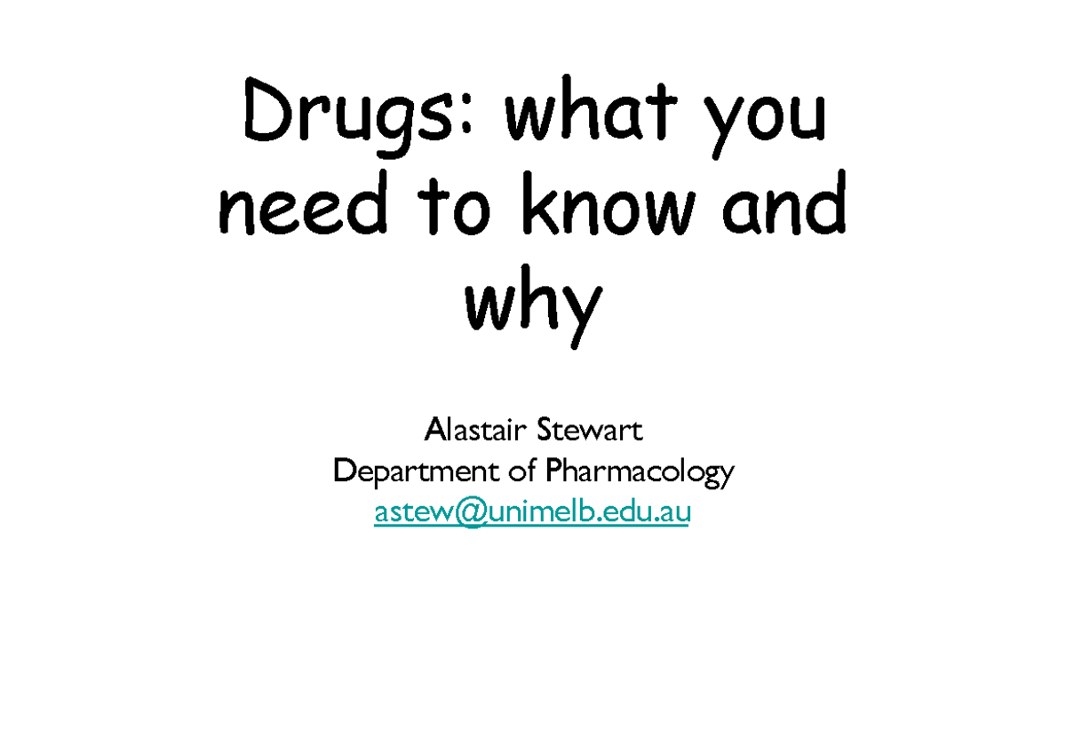 Introduction to Drugs - Drugs: what you need to know and why Alastair ...