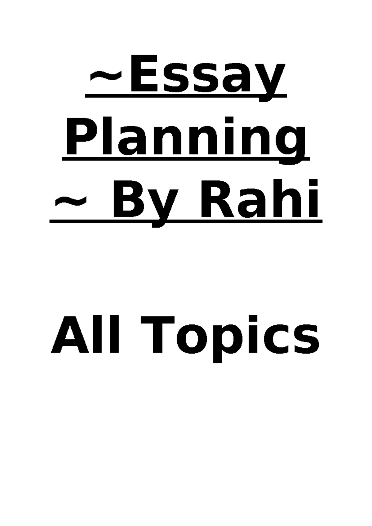 Rahi MAIN Booklet - yourwelcome - ~Essay Planning ~ By Rahi All Topics ...