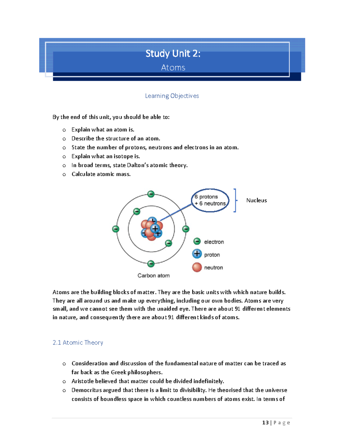 Study Unit 2 - Learning Objectives By the end of this unit, you should ...