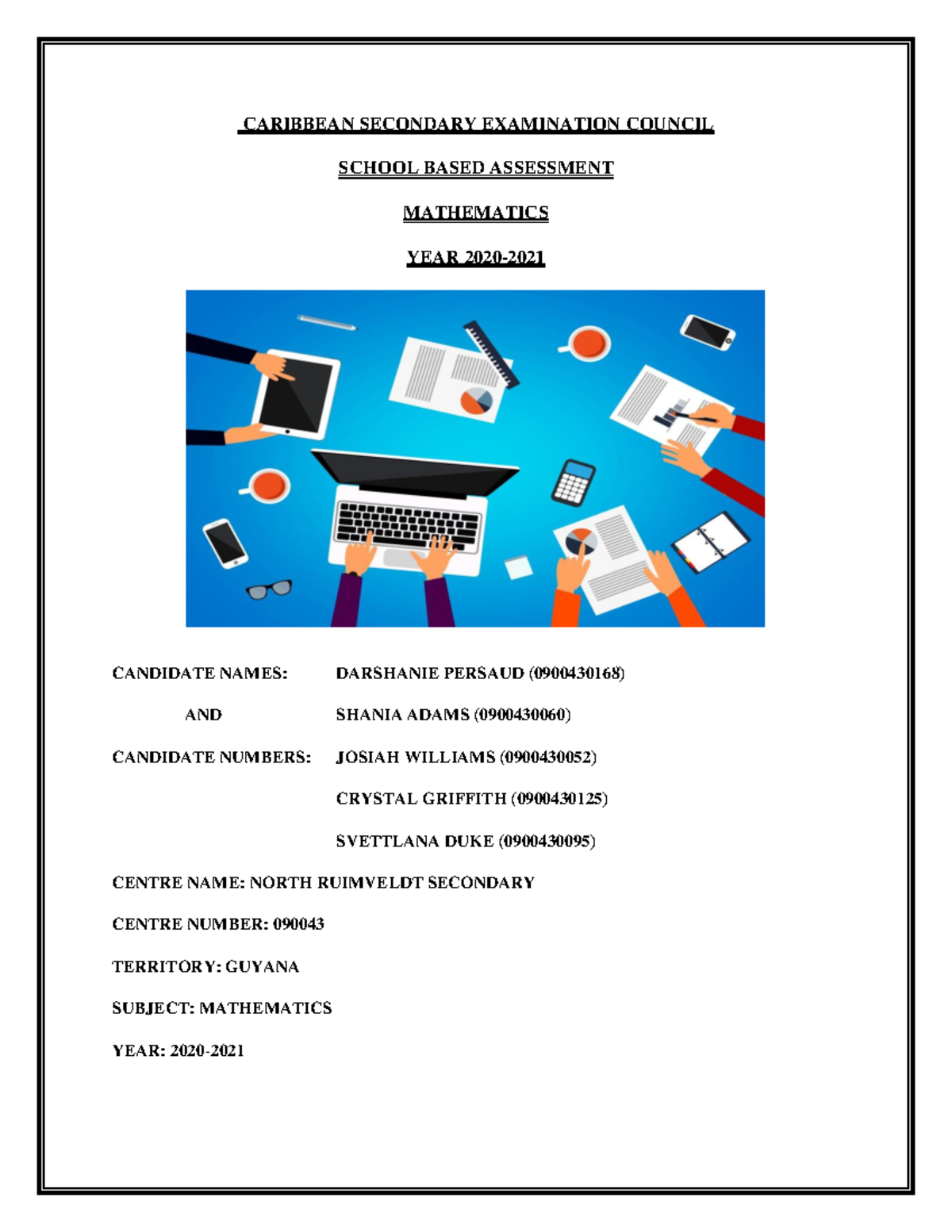 Maths SBA 2 - Important notes - CARIBBEAN SECONDARY EXAMINATION COUNCIL ...