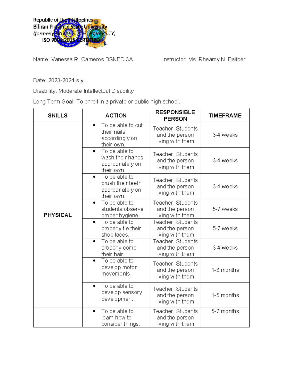 Transition PLAN - Biliran Province State University (formerly NAVAL ...