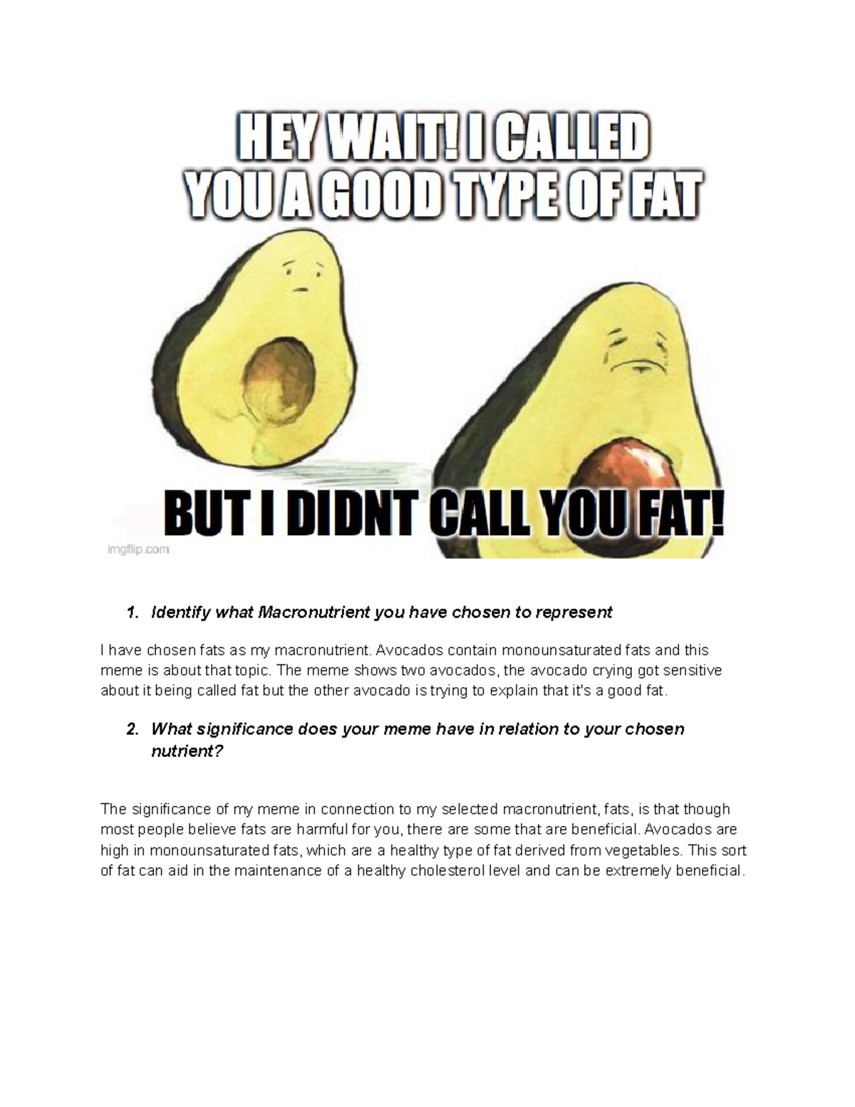 Macronutrients meme assignment 2019/2020 nutrition - LCS 564 - MSU ...