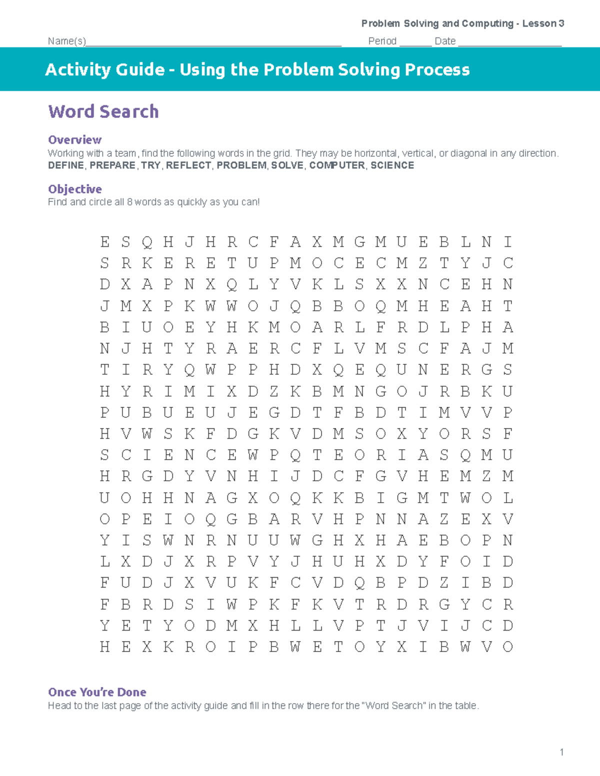 U1L03 - Activity Guide - Using the Problem Solving Process - Problem ...