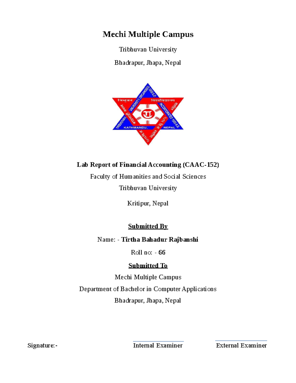 Tally (BCA 2ND SEMESTER ) - Mechi Multiple Campus Tribhuvan University ...