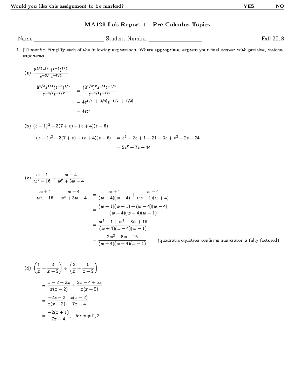 129Lab1Soln - Lab Prep - Would you like this assignment to be marked ...