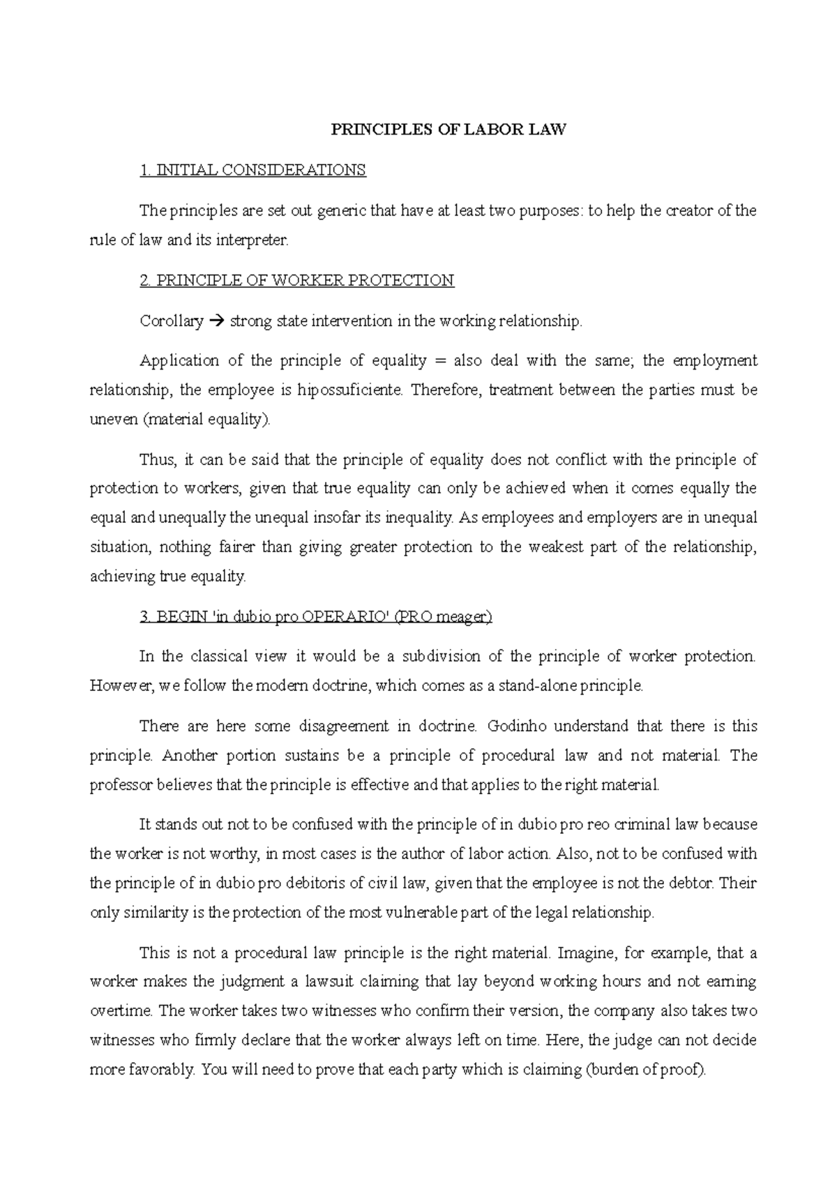 Principles OF Labor LAW - PRINCIPLES OF LABOR LAW 1. INITIAL ...