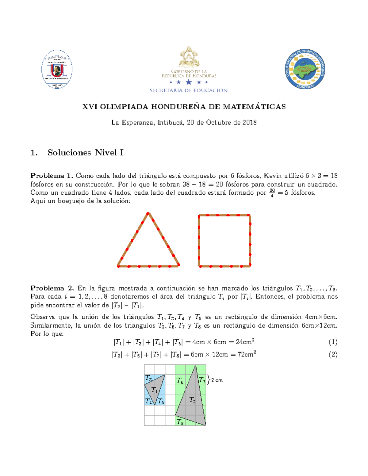 2018-soluciones-ohm - math - XVI OLIMPIADA HONDURE ̃NA DE MATEM ́ATICAS ...