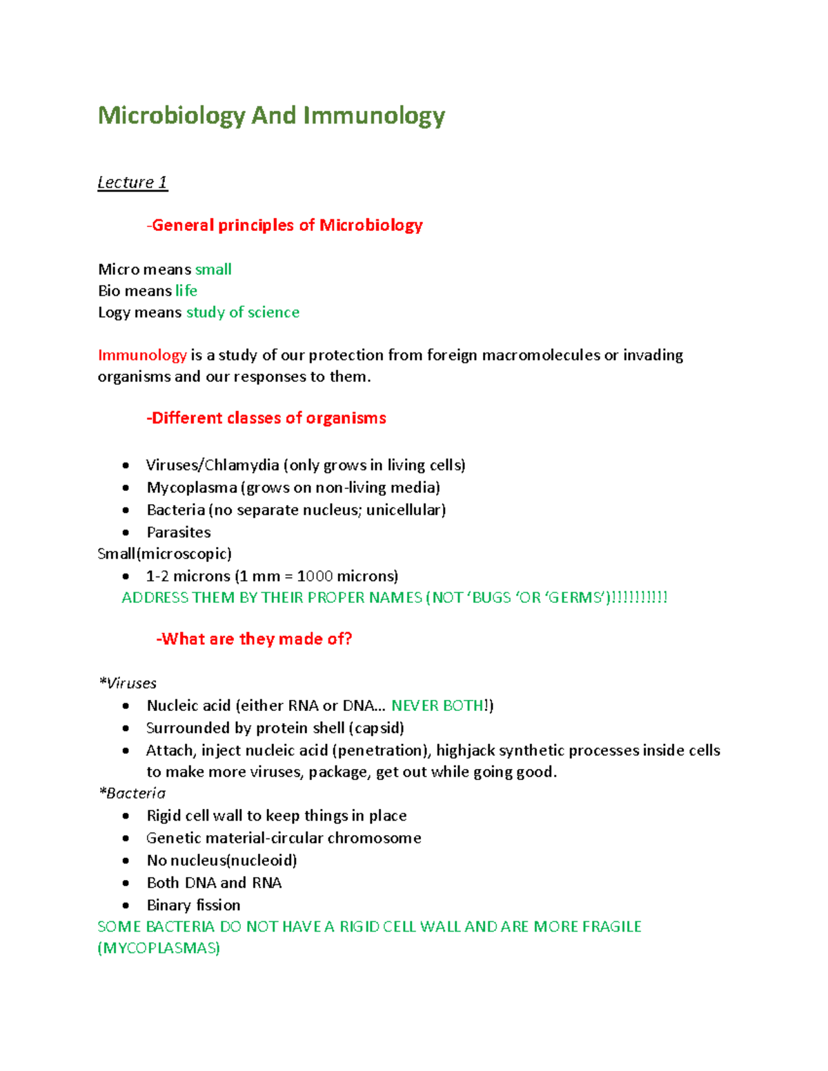 Microbiolgy and Immunology - Microbiology And Immunology Lecture 1 ...