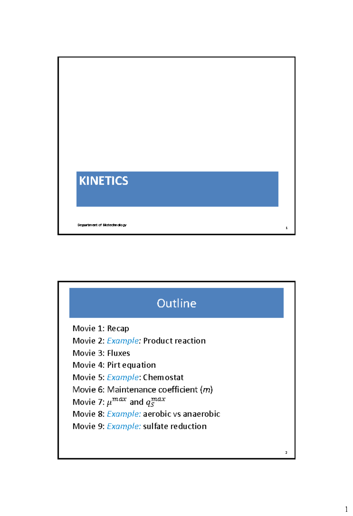 20221128 FTEB - Kinetics 2 - 1 KINETICS Department of Biotechnology 2 ...