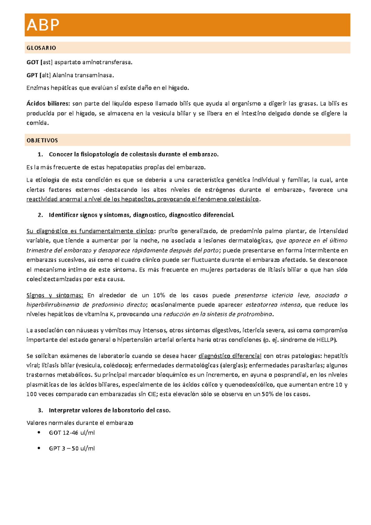 ABP 3 - ABP - ABP GLOSARIO GOT [ast] aspartato aminotransferasa. GPT [alt] Alanina transaminasa ...