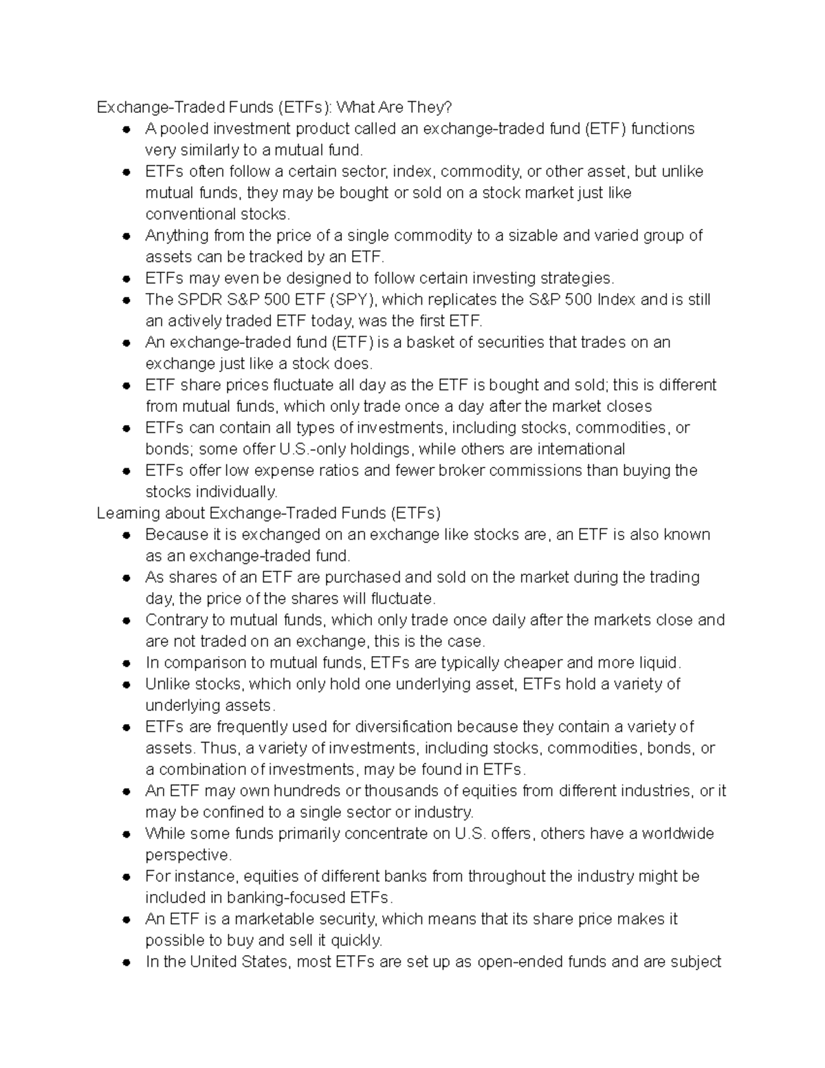 ETFs - Lecture notes on what an ETF is - Exchange-Traded Funds (ETFs ...