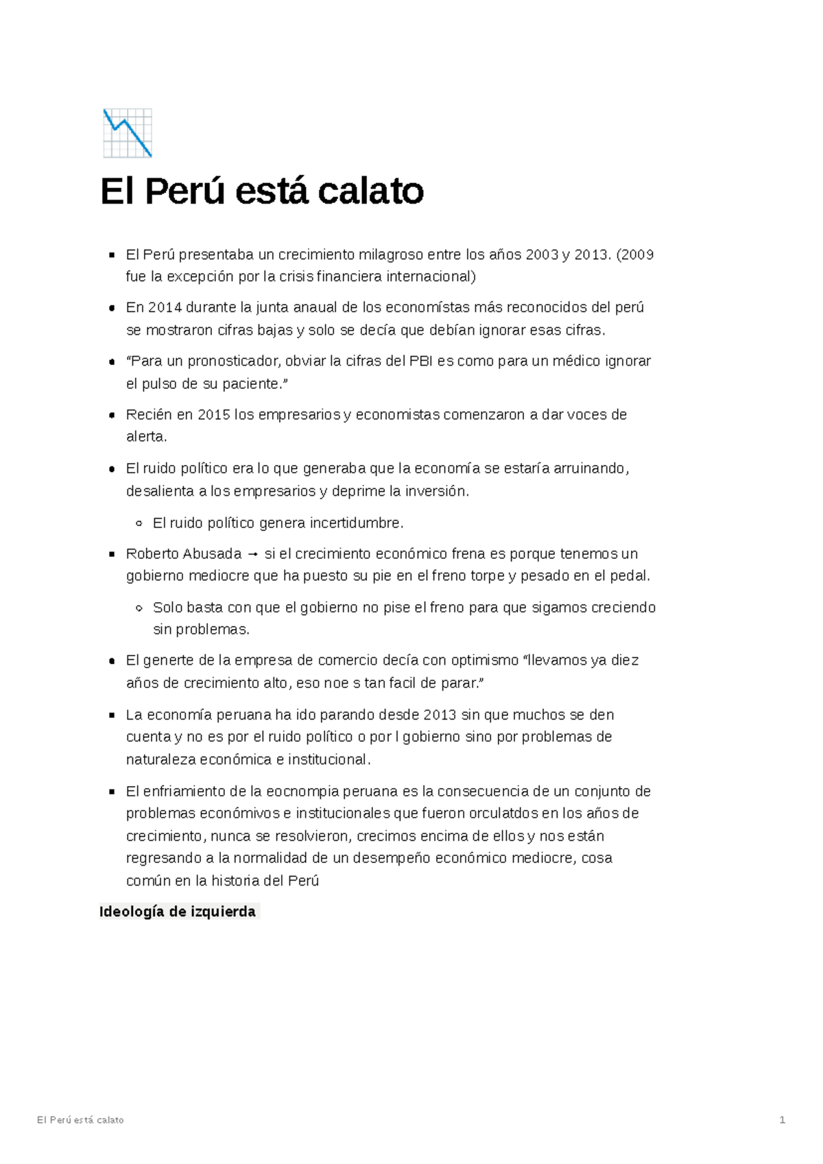 Resumen El perú está calato - 📉 El Perú está calato El Perú presentaba ...