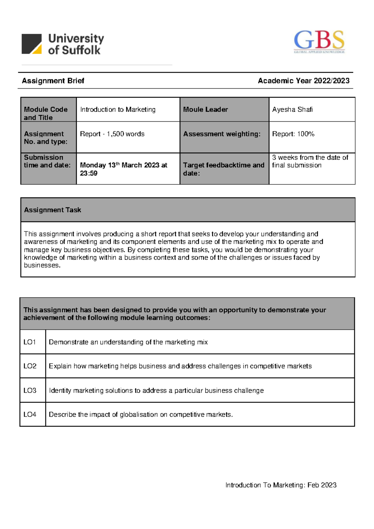 Assignment Brief-ITM - CW2 FY026 Portfolio and Reflective Summary ...