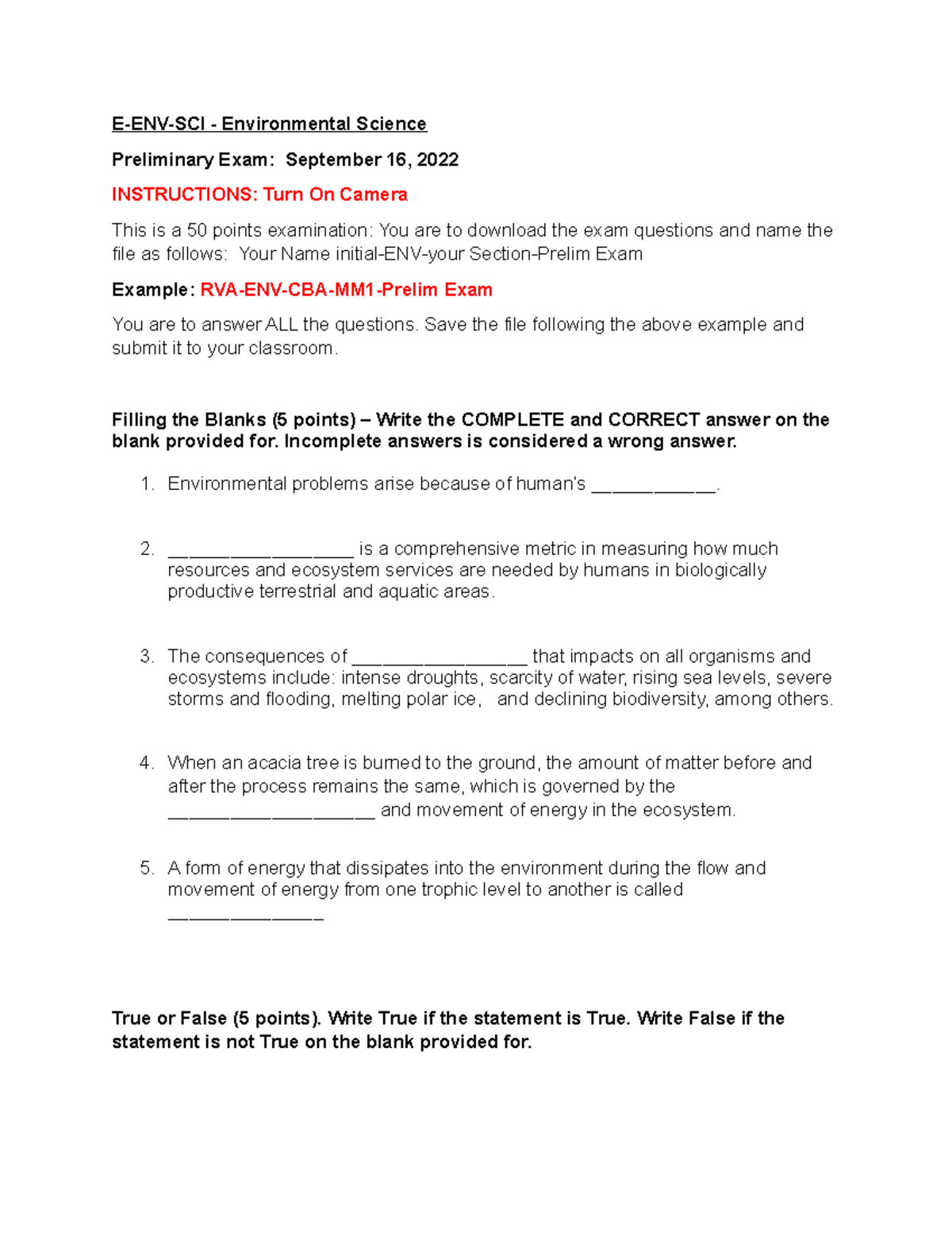 Envi Sci - Prelim-sem1-2022-CBA-ACC-Sept - E-ENV-SCI - Environmental ...