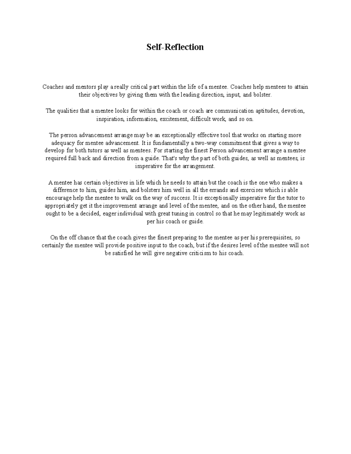 Document 14 - GCU - Self-Reflection Coaches and mentors play a really ...