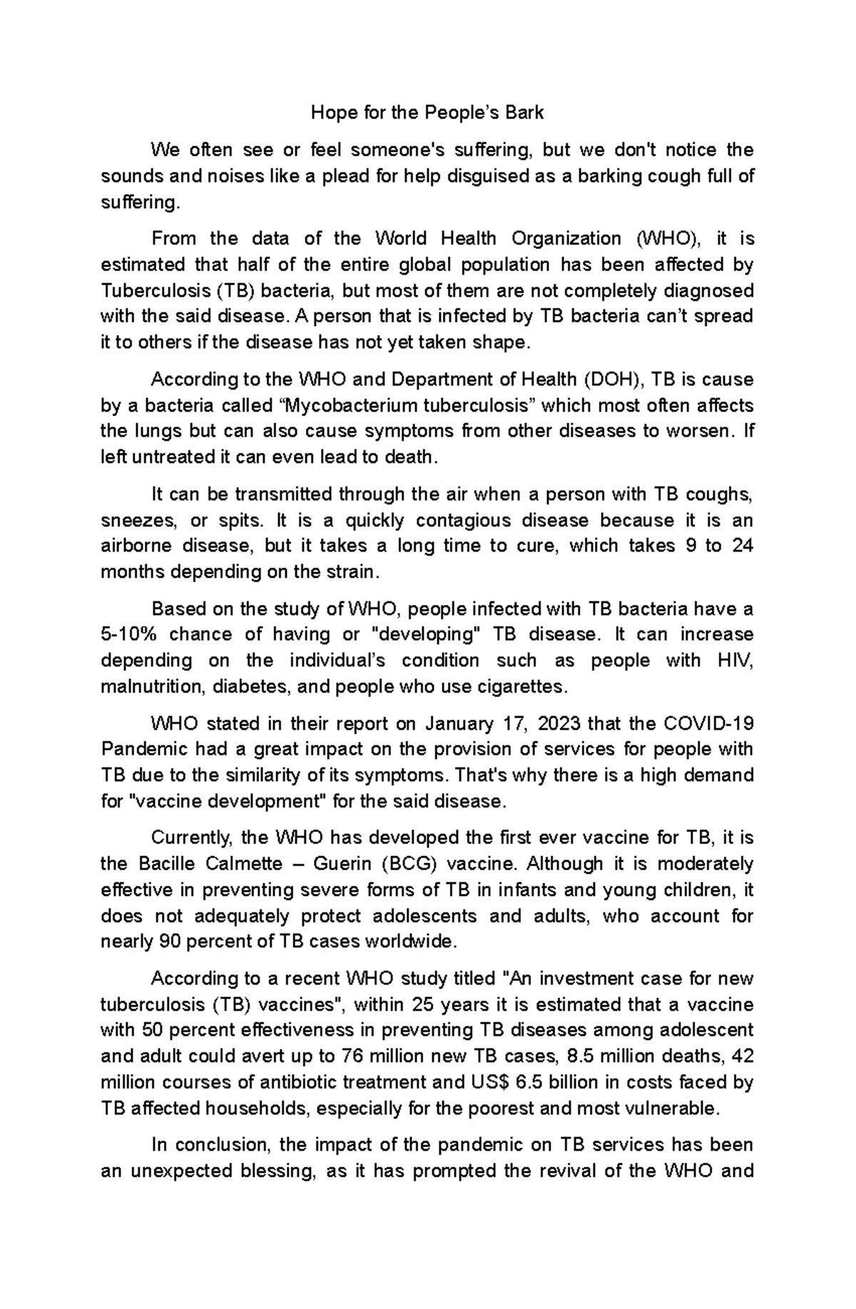 Pag-asa para sa Tahol ng Masa - Hope for the People’s Bark We often see ...