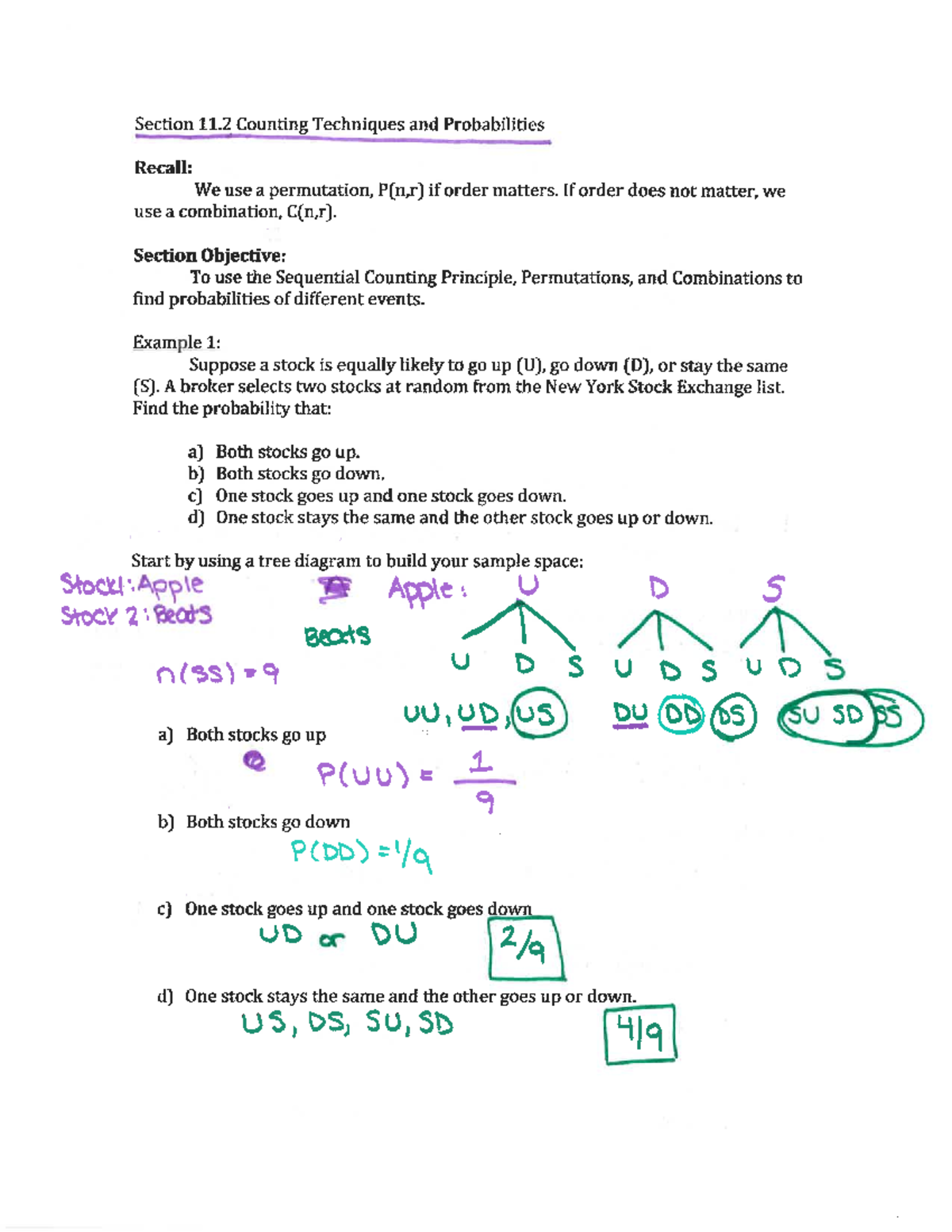 Completed 11 - Lecture notes 11.2 - Section 11 Counting Techniques and ...